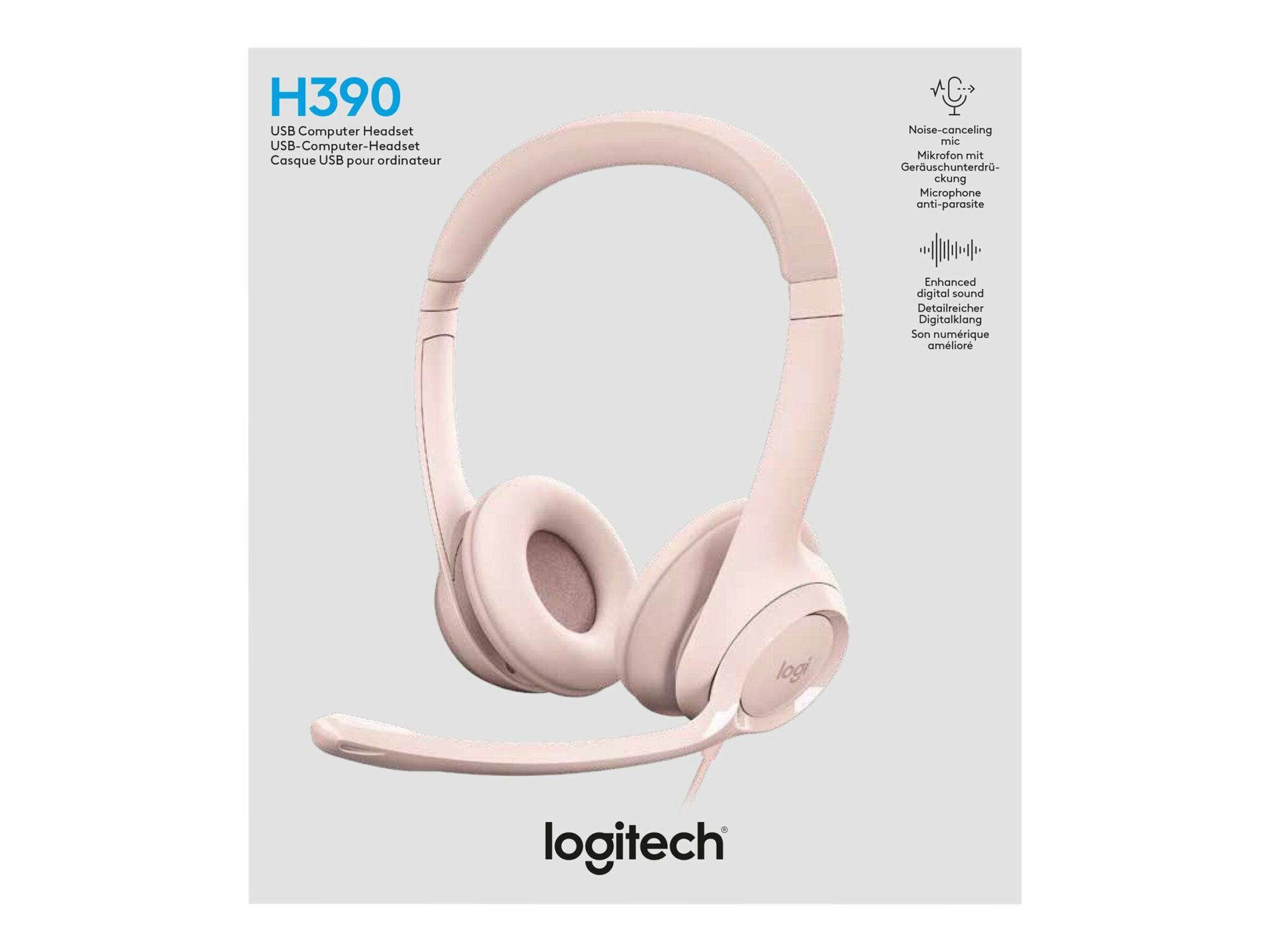 Logitech H390 Wired Headset for PC/Laptop, Rose - Headset - on-ear ...